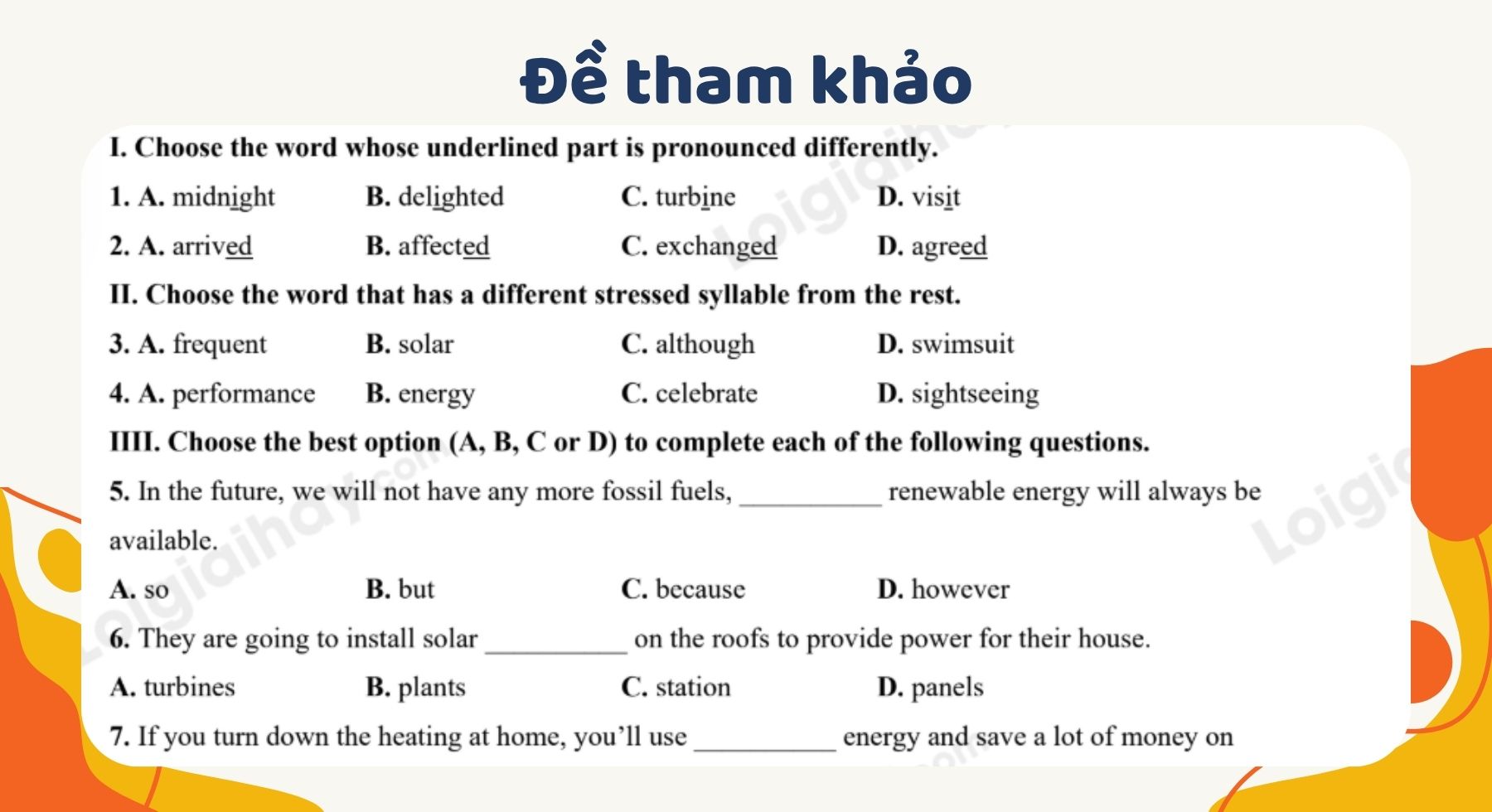 Đề ôn hè môn tiếng Anh lớp 7 lên lớp 8 đầy đủ nhất